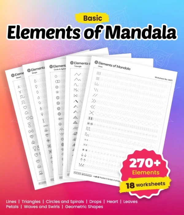 Basic Elements of Mandala Worksheets - Printable Mandala pattern